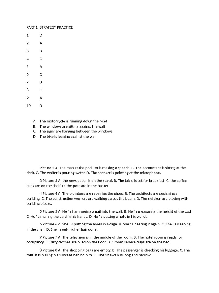 Listening - Strategy Practice - Part 1 and 2 | PDF