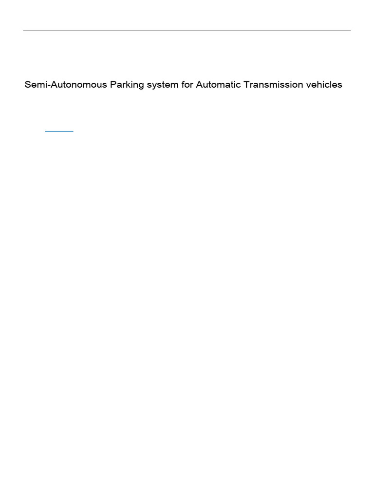 Semi-Autonomous Parking System for Automatic Trans | PDF