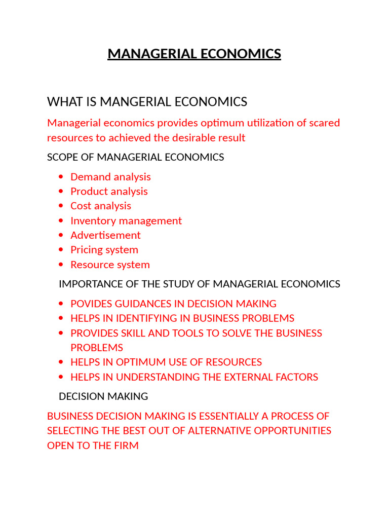 Managerial Economics | PDF | Economics | Economies