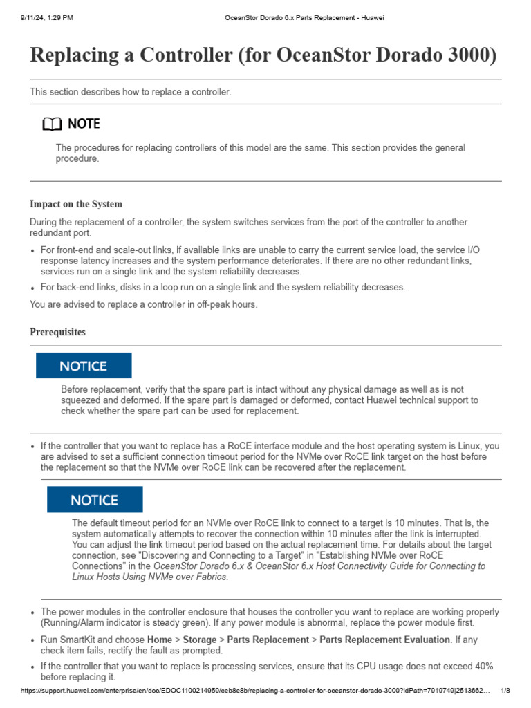 Replacing A Controller (For OceanStor Dorado 3000) | PDF