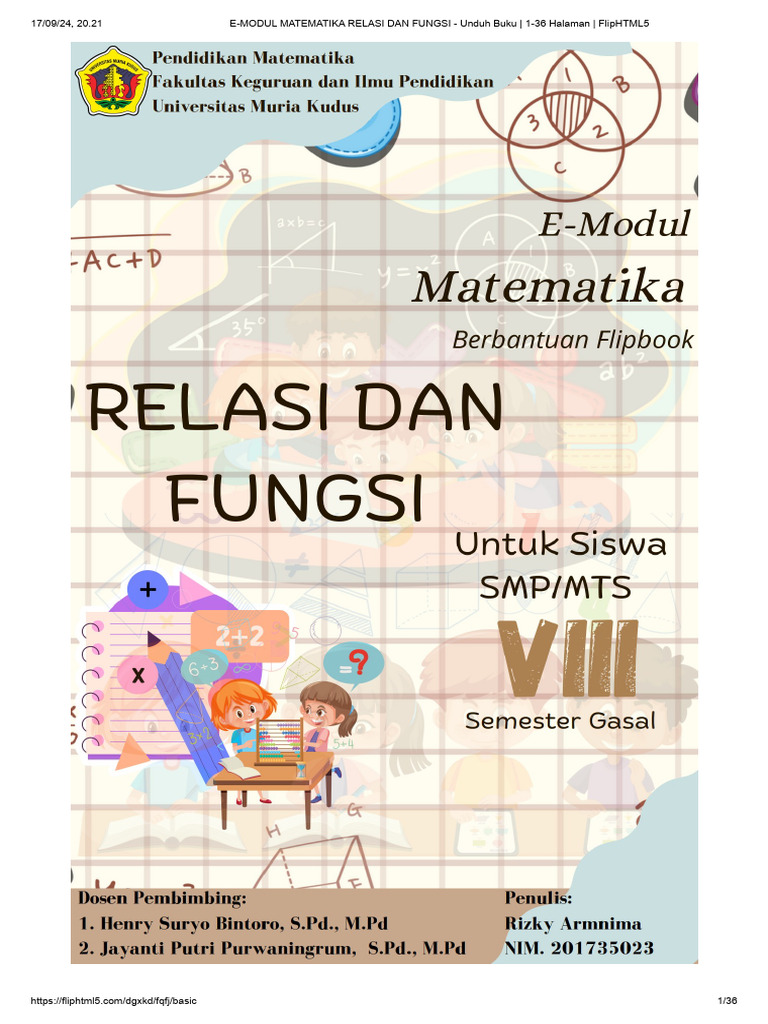 E-MODUL MATEMATIKA RELASI DAN FUNGSI - Unduh Buku - 1-36 Halaman - FlipHTML5 | PDF