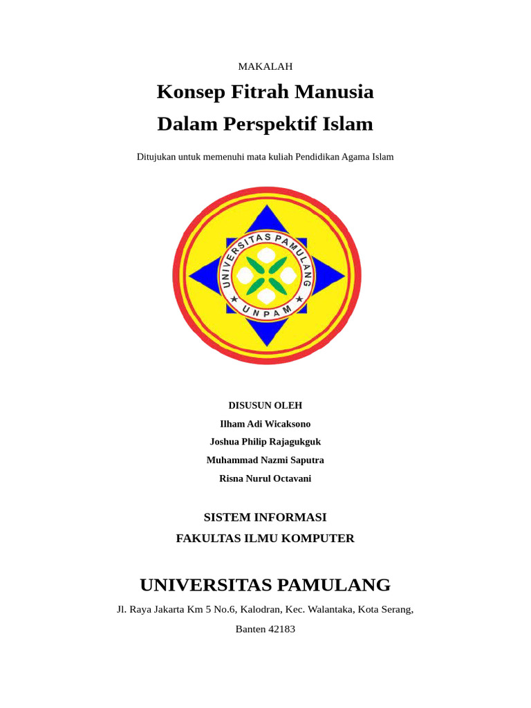Makalah PAI-Konsep Fitrah Manusia Dalam Prespektif Islam | PDF | Agama & Spiritualitas
