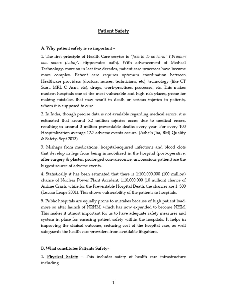 Patient - Safety Importance | PDF