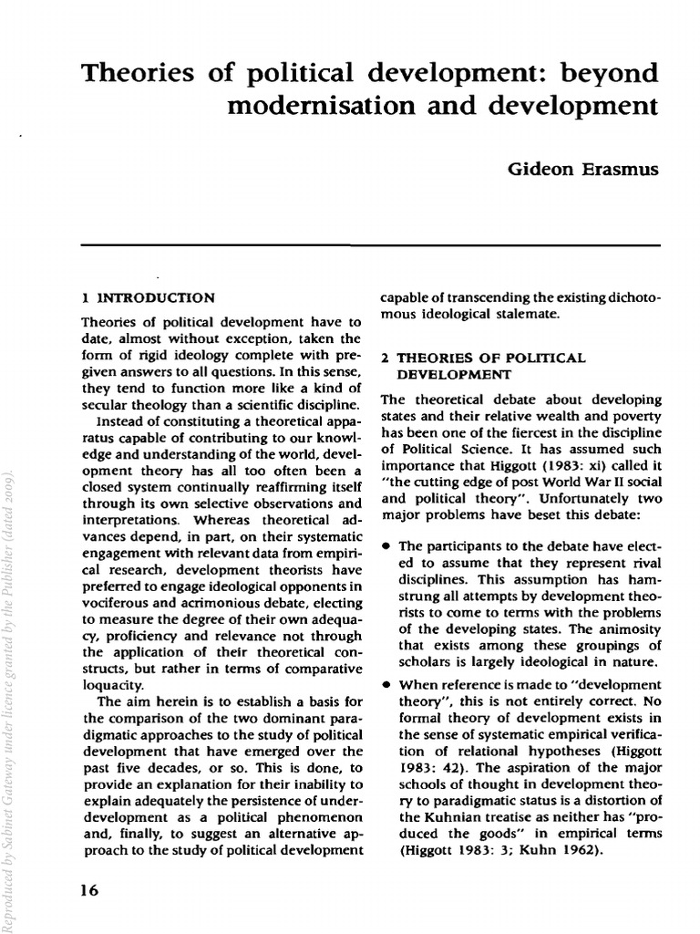 Erasmus 1992 Theories of Political Development Beyond Modernisation and ...