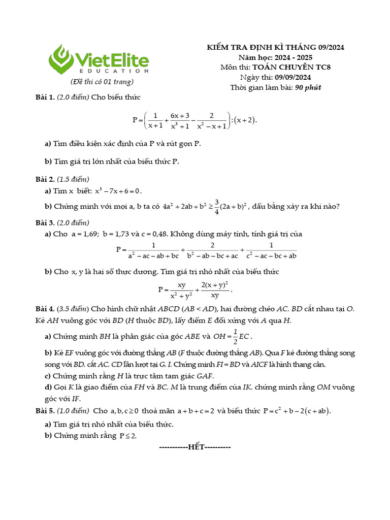 2425 ĐKT Dinhky01 Toan K08 DQ TC8 0A | PDF