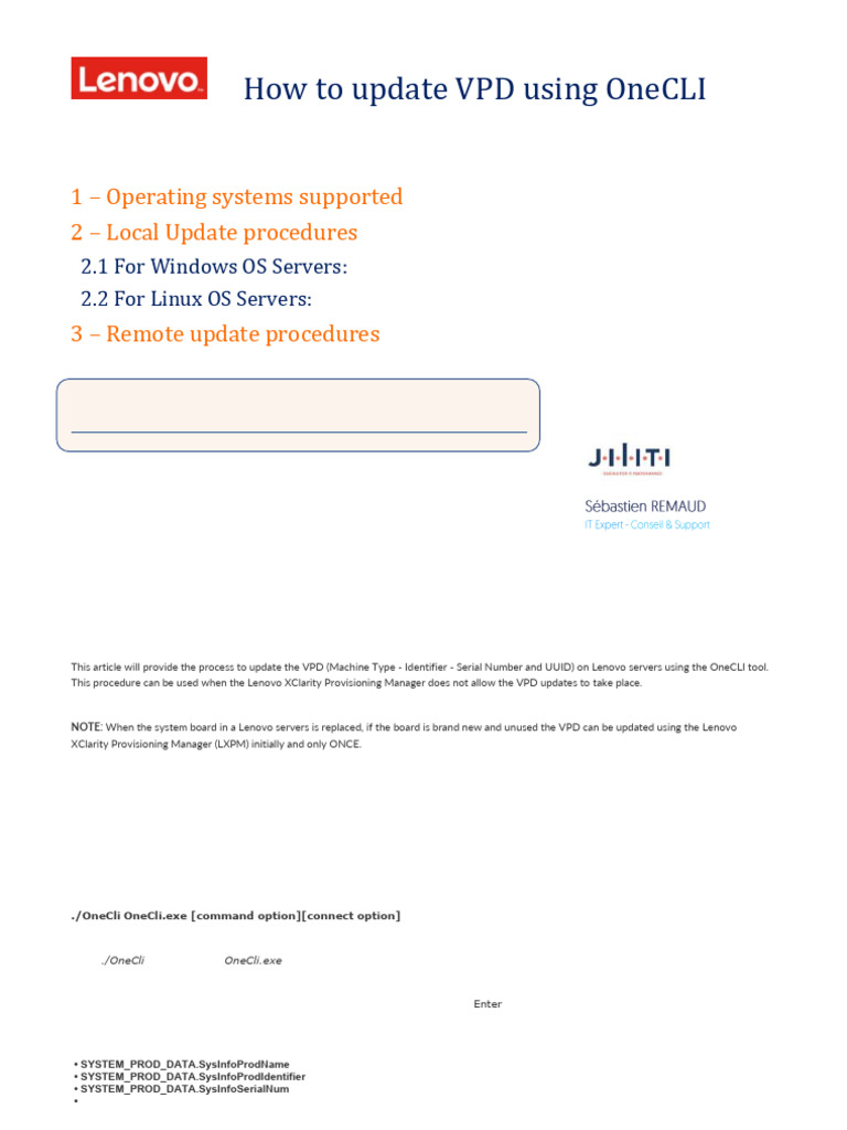 How to update VPD using OneCLI | PDF