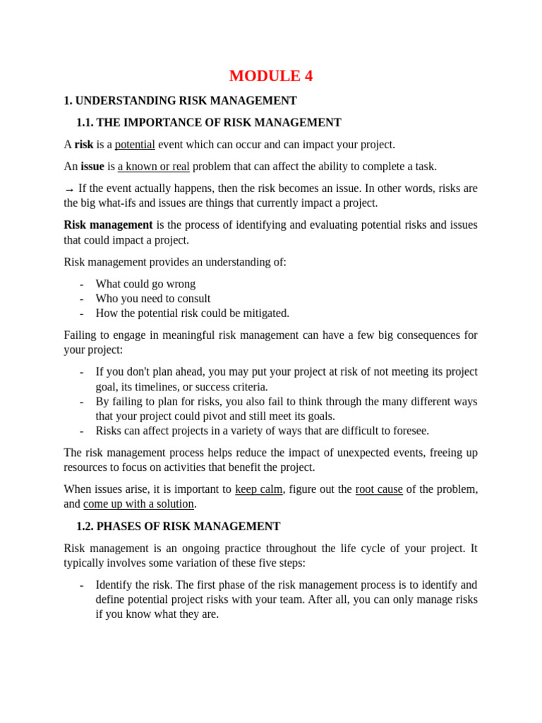 Module 4-Managing Risks Effectively | PDF Module 4-Managing Risks Effectively | PDF