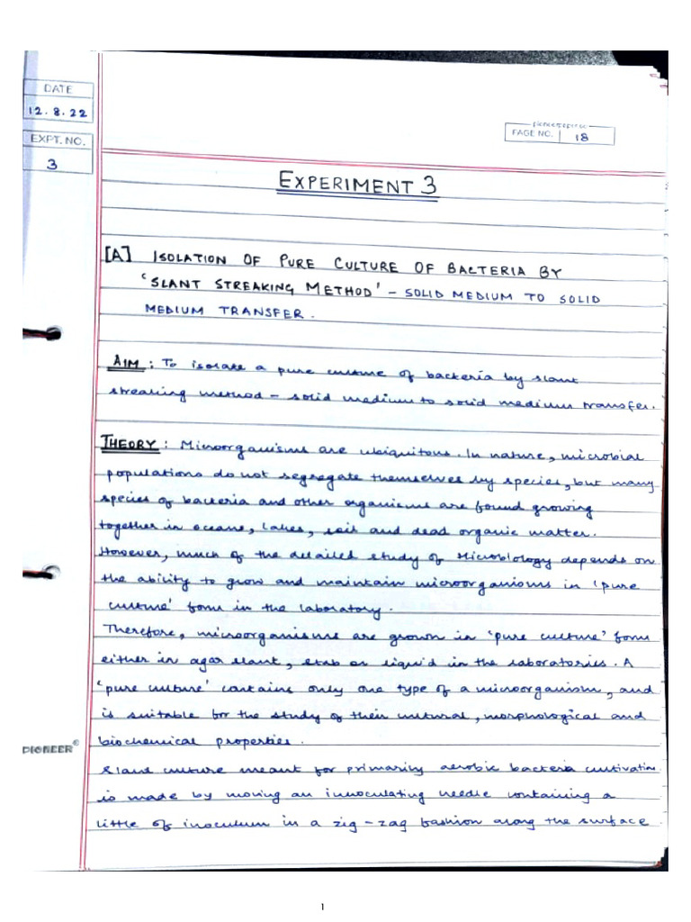 EXPT 3b & c - Culture Transfer Techniques_Slant_Stab | PDF