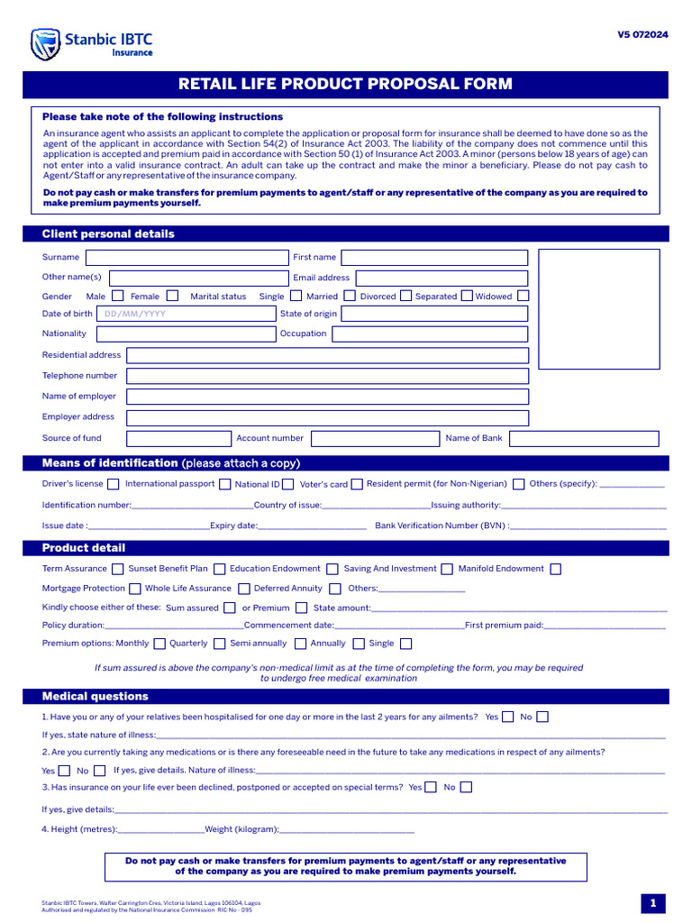 24 Stanbic IBTC Retail Form AUG Updated | PDF
