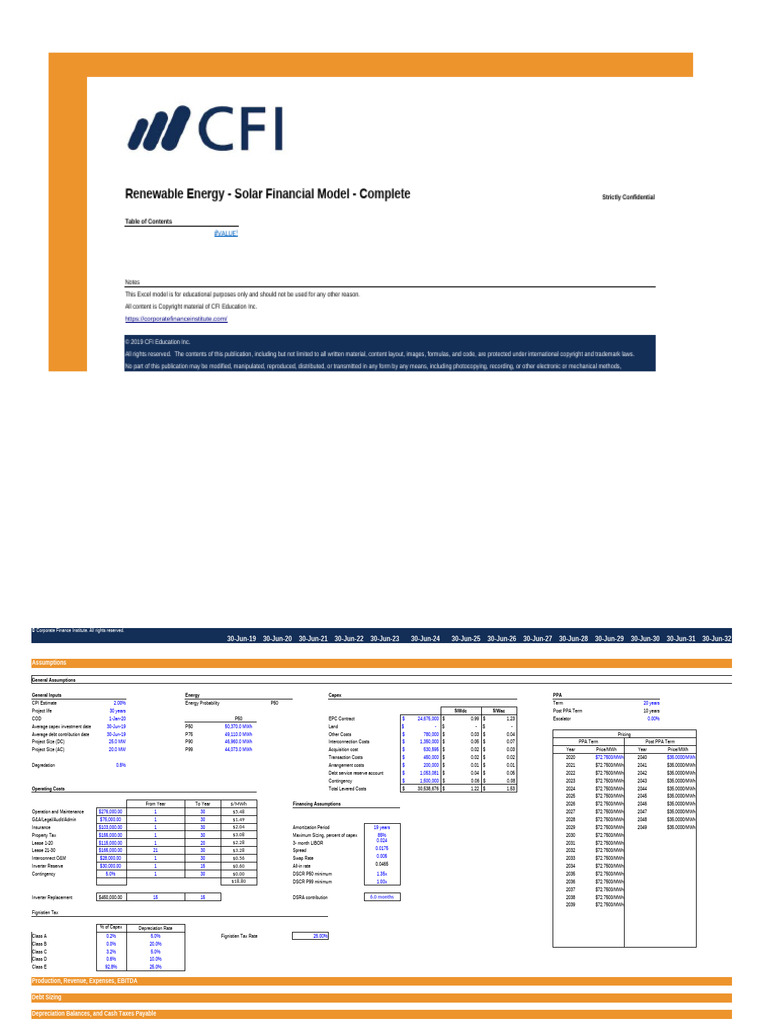 Renewable Energy Solar Financial Model - COMPLETE | PDF
