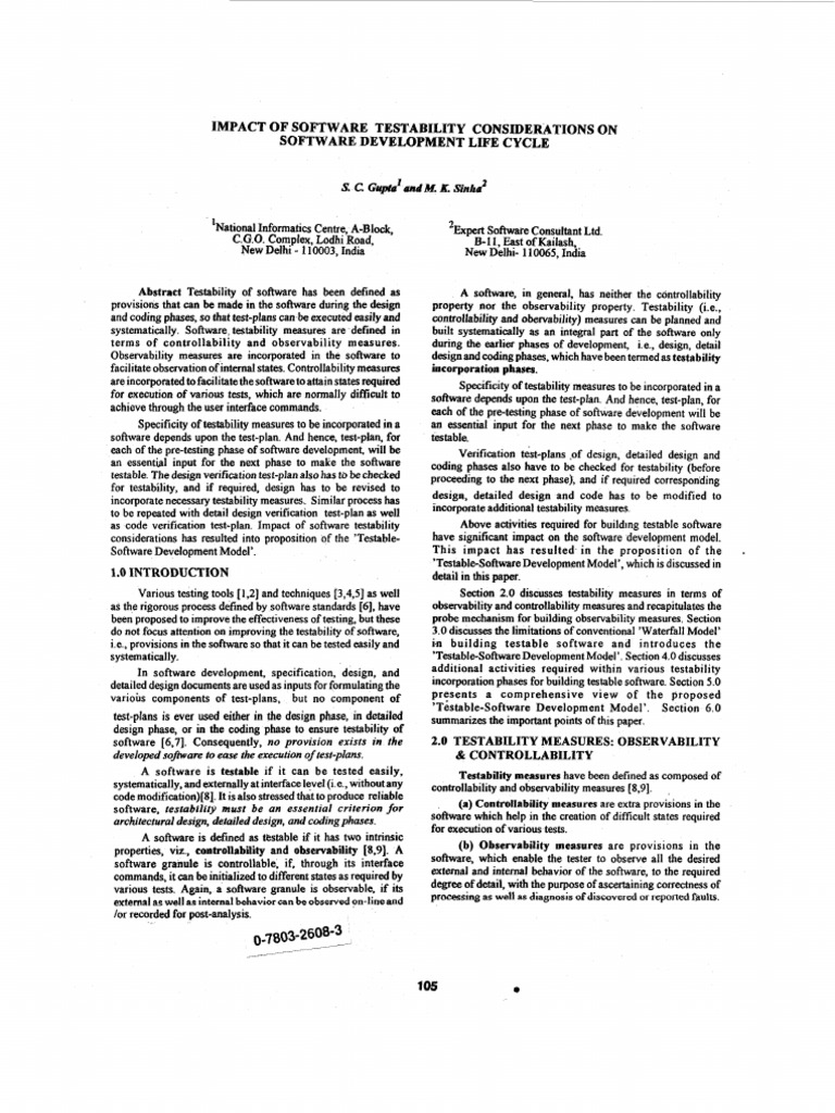Impact of Software Testability Considerations On Software Development ... Impact of Software Testability Considerations On Software Development ...