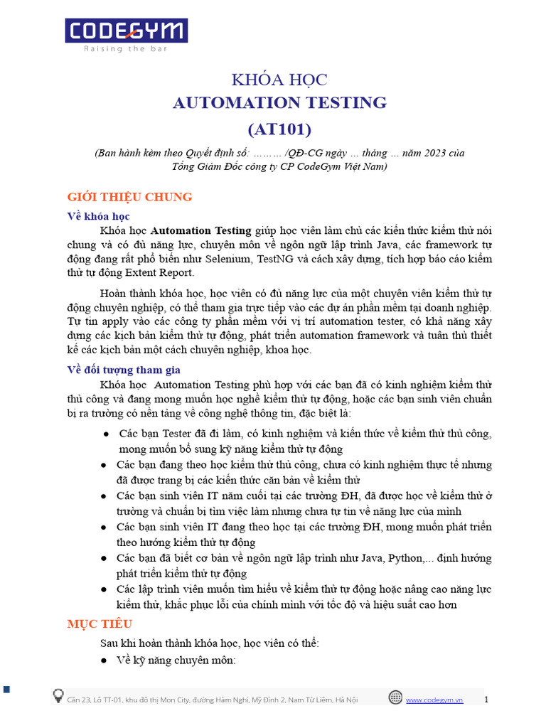 AT101 Product Note Automation Testing 2024.docx 1 | PDF
