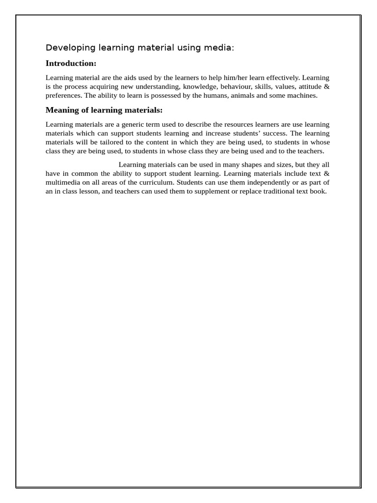 Developing learning material using media | PDF