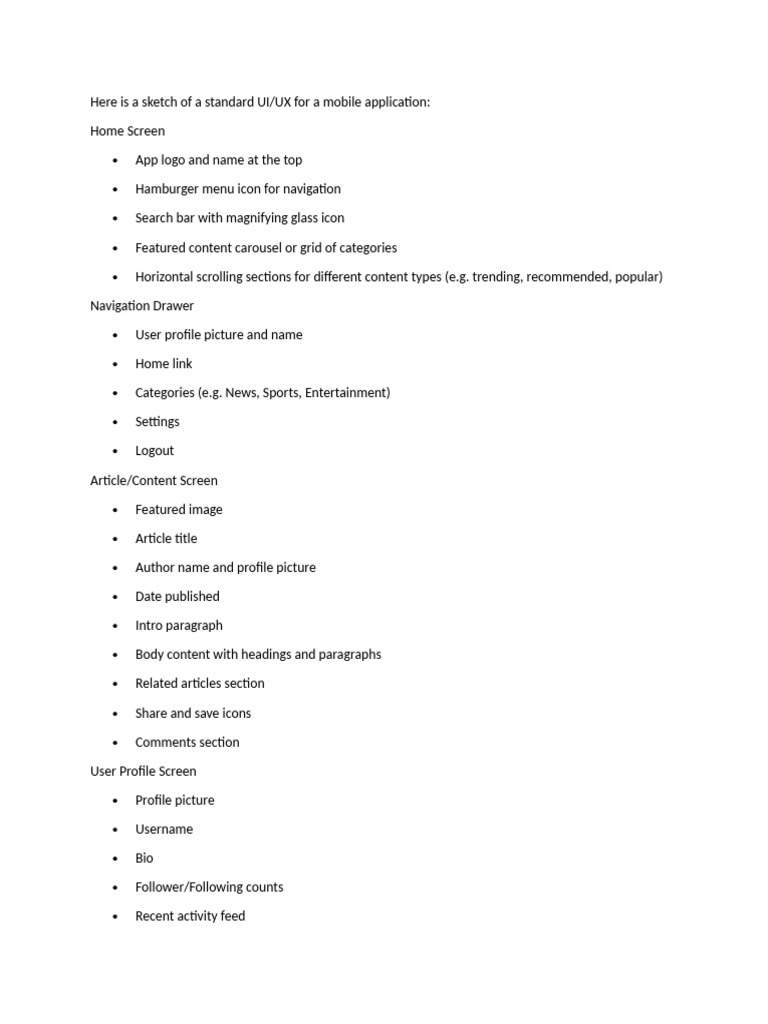 Here Is A Sketch of A Standard UI | PDF