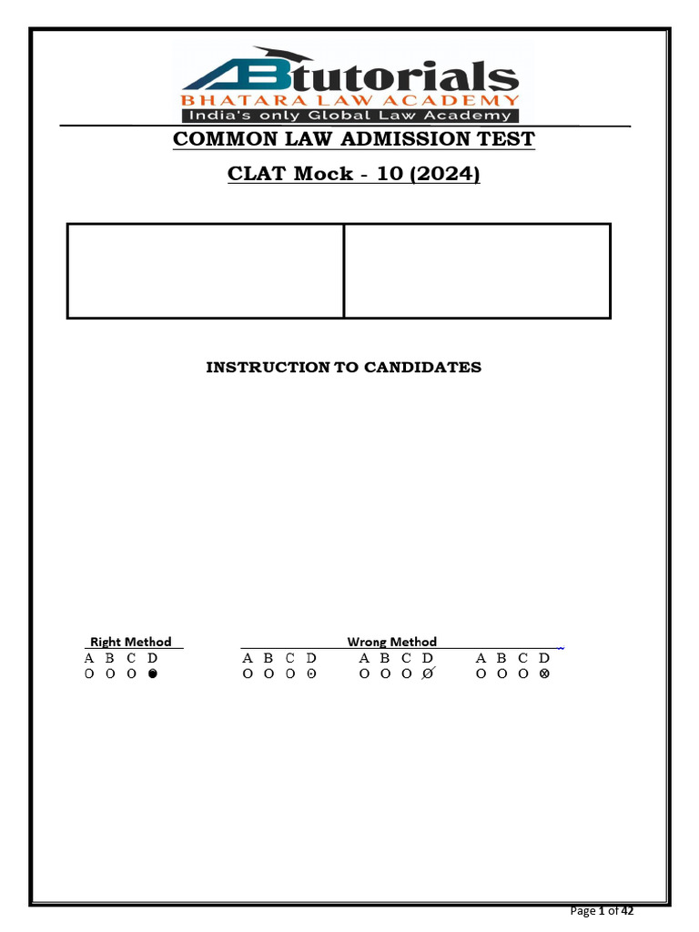 Clat Mock 10 2024 | PDF