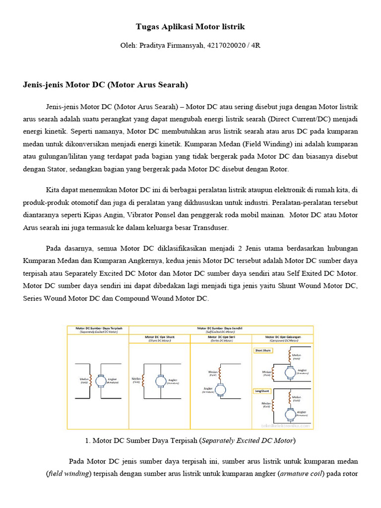 Jenis Jenis Motor DC Motor Arus Searah | PDF