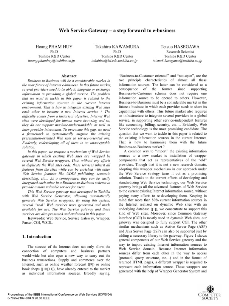 Web Service Gateway - A Step Forward To E-Business | PDF