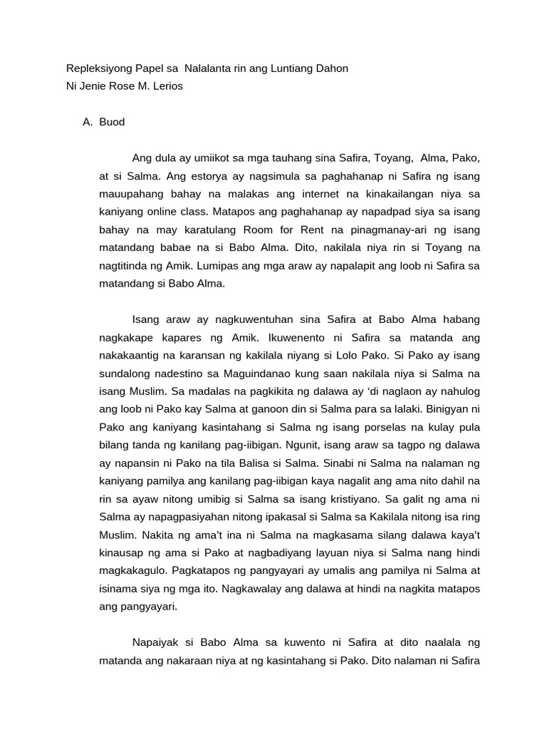 Repleksiyong Papel | PDF