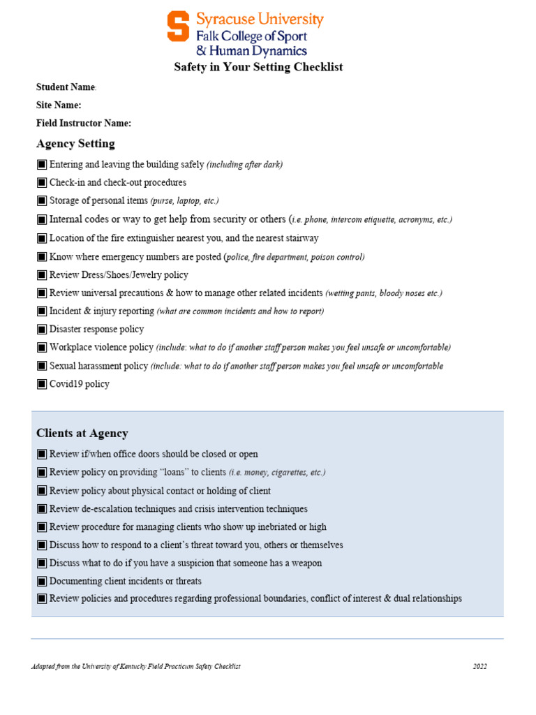 Safety Checklist 2024 | PDF