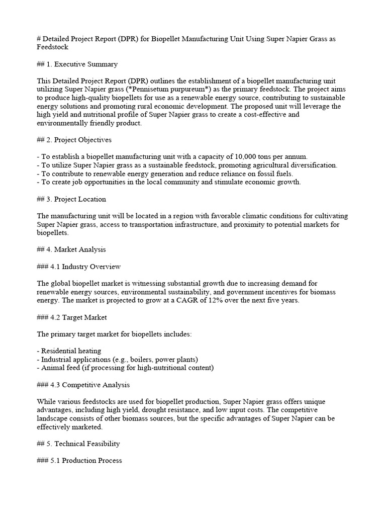 Detailed Project Report (DPR) For Biopellet Manufacturing Unit Using ...