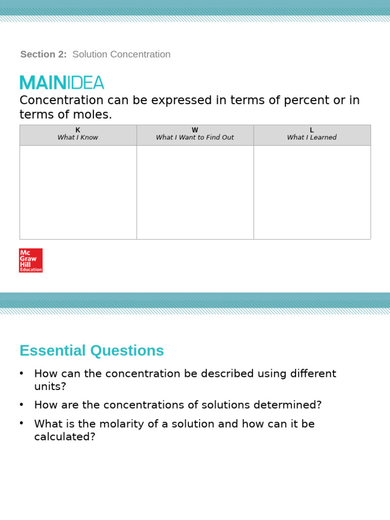 Chapter 14 - Section 2 - Solution Concentration | PDF