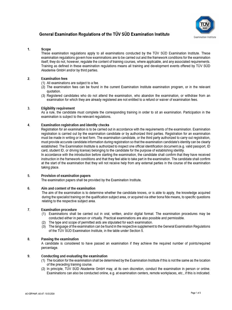 General Examination Regulations | PDF