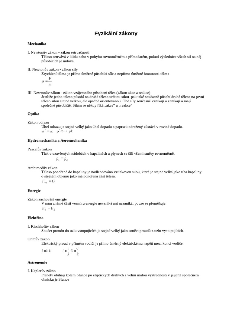 4 Fyzikalni Zakony A Druhy Sil | PDF