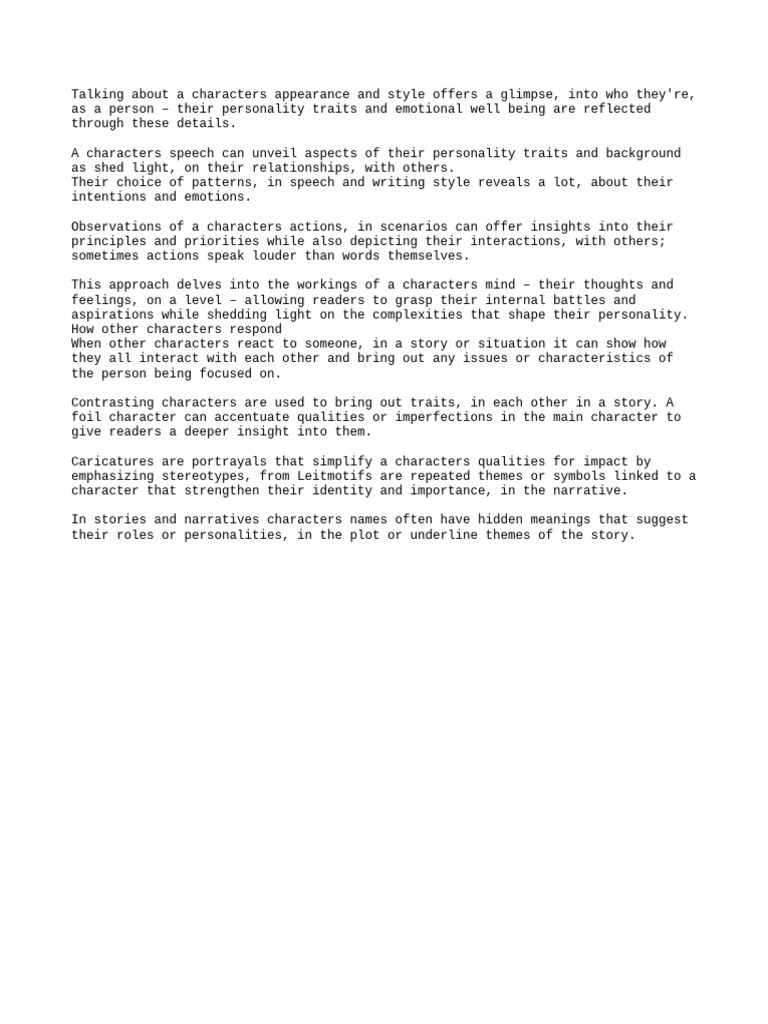 Talking about a characters appearance and style offers a glimpse, into ...