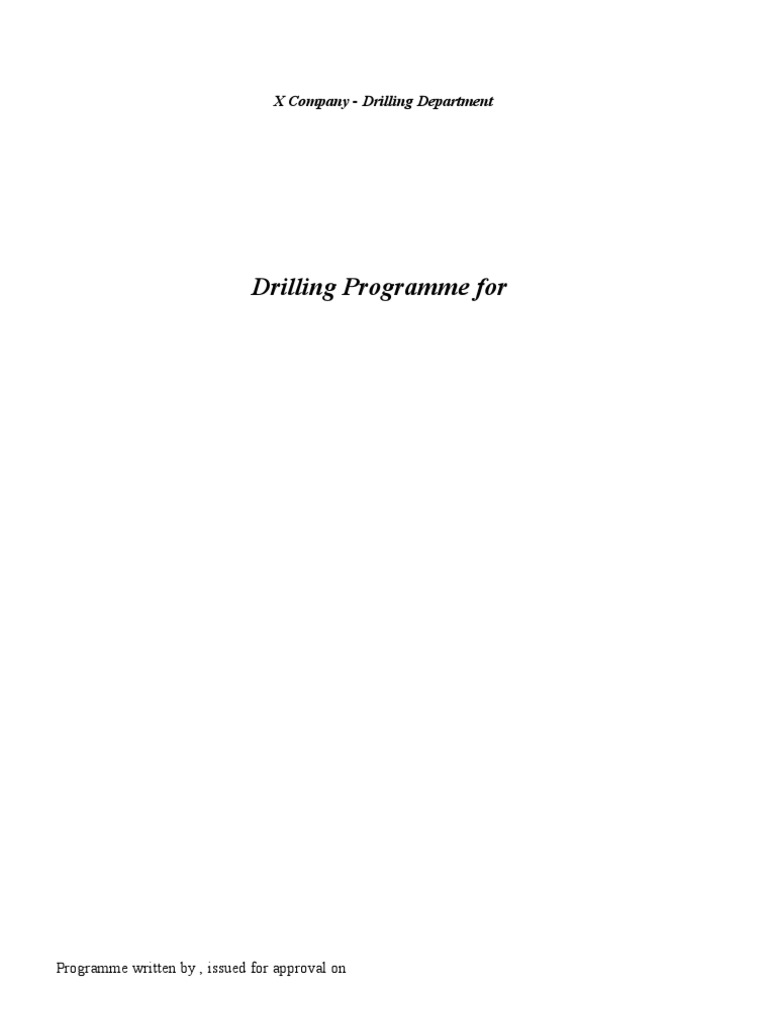 Drilling Programme Template | PDF | Casing (Borehole) | Oil Well