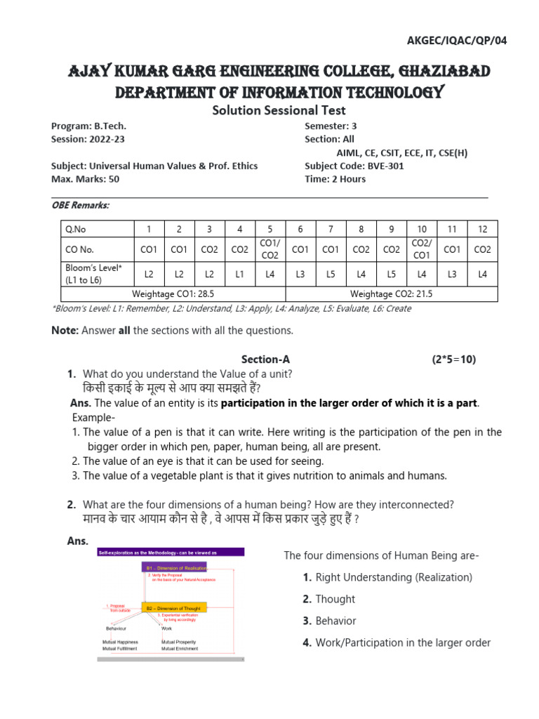 Solution BVE 301 - ST Paper - Hindi | PDF