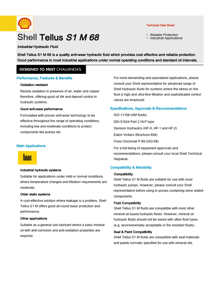 Shell Tellus S1 M 68 MSDS | PDF