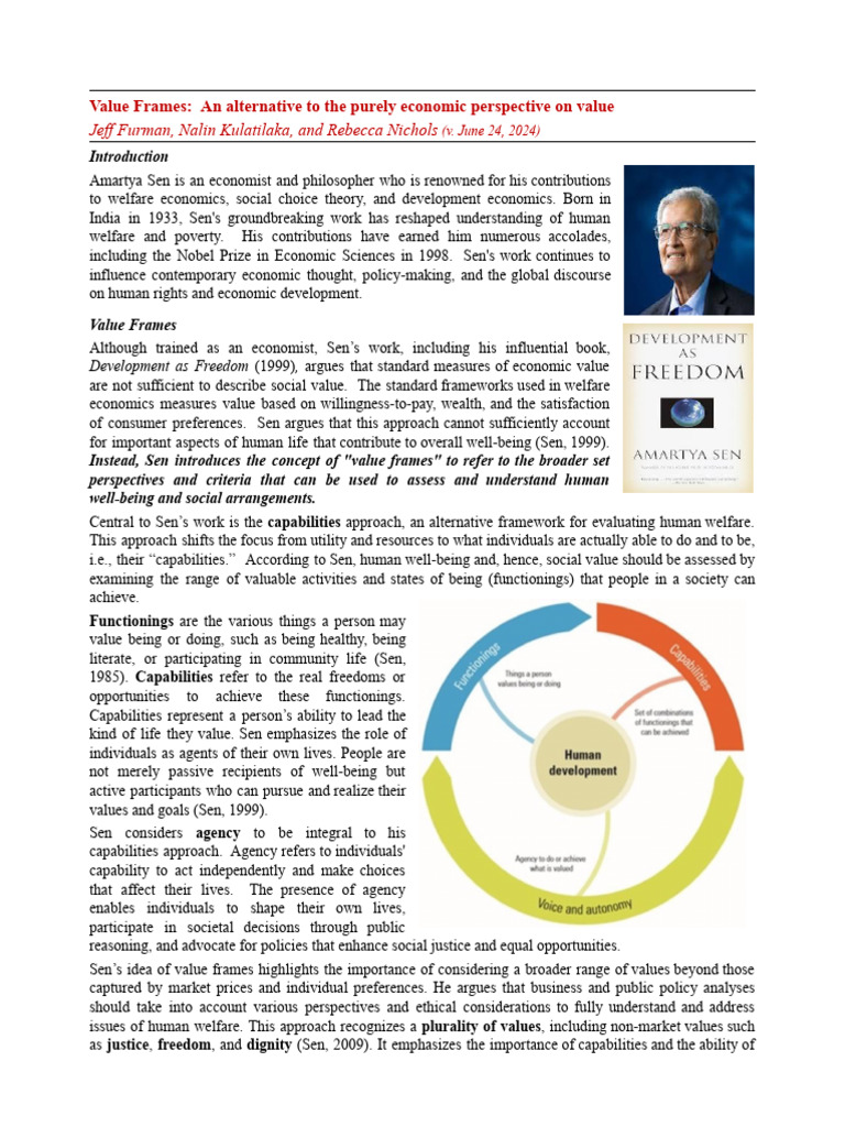 Wk2 - Lecture Reading2 - Sen & Value Frames 8.4 | PDF | Market ...