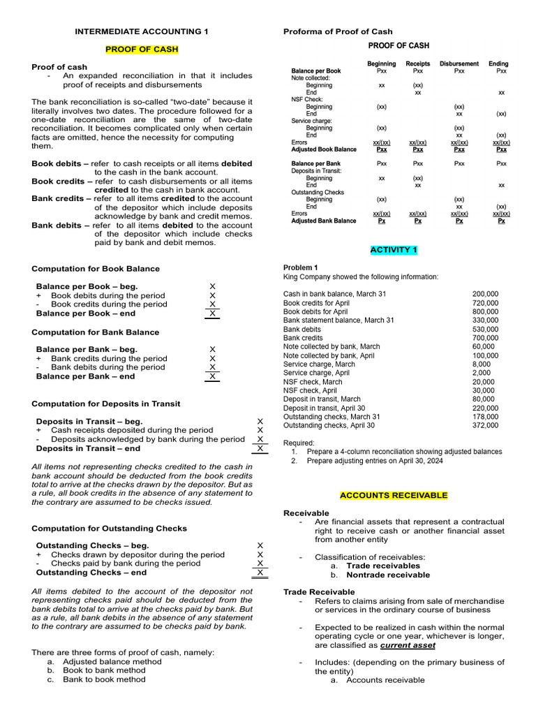 2 Proof of Cash and Accounts Receivable Activity | PDF