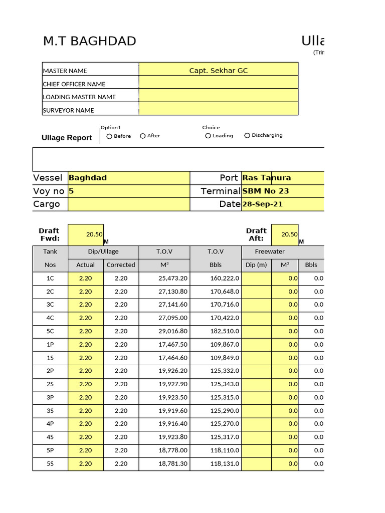 Baghdad Ullage Table-Final V3 | PDF