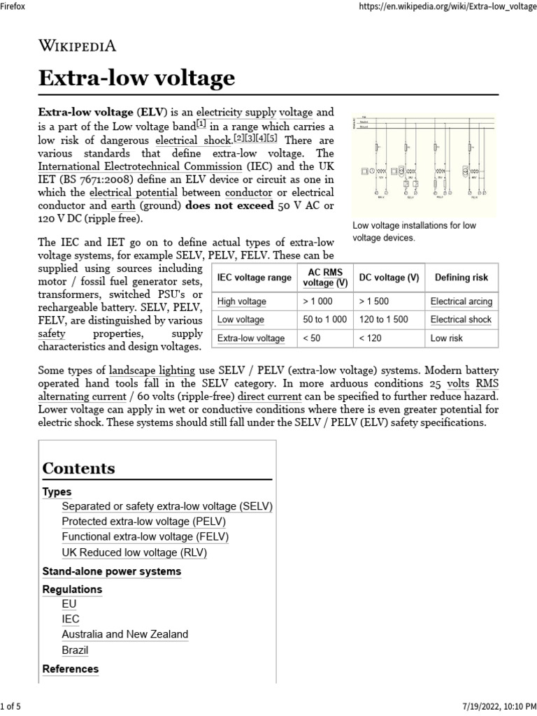Extra-Low Voltage - Wikipedia | PDF