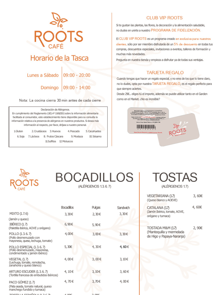 Carta Roots Cafe | PDF
