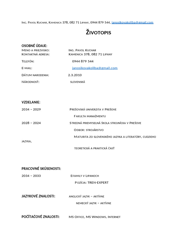 Ivotopis: Osobné Údaje | PDF