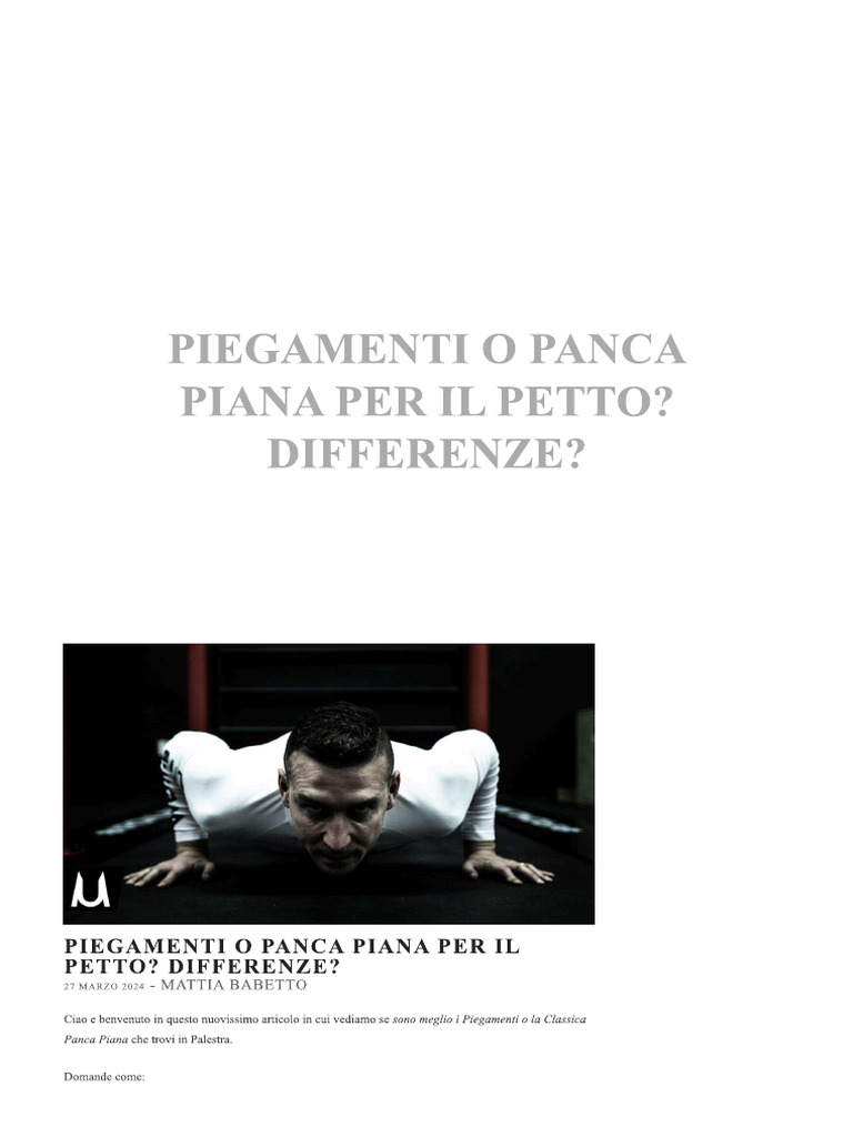 Piegamenti o Panca Piana Per Il PETTO - DIFFERENZE | PDF