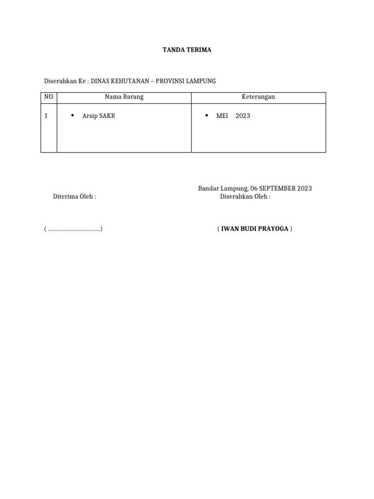 L1 - Tanda Terima Nota Angkut | PDF
