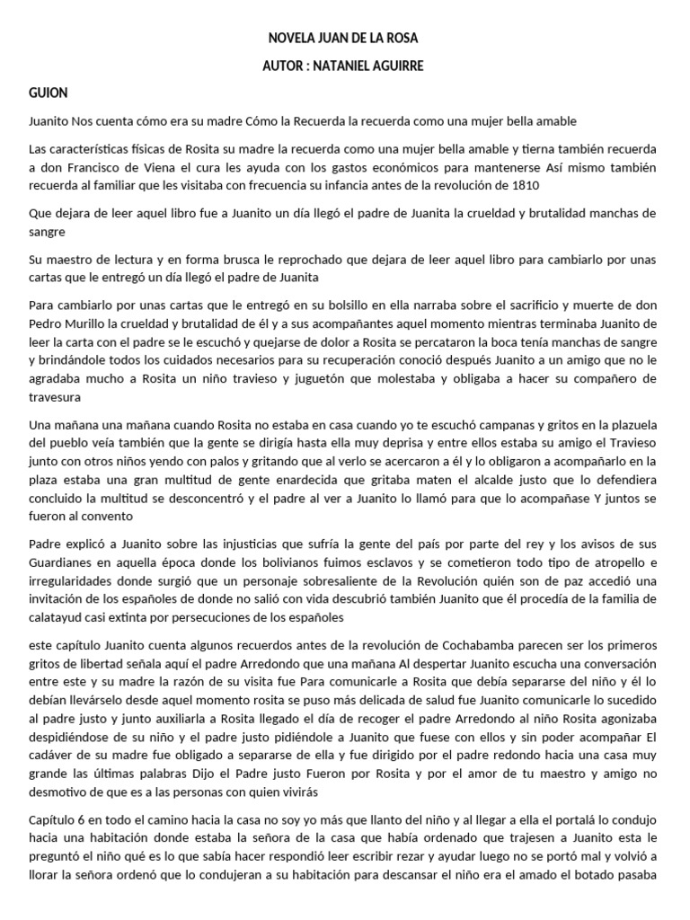 NOVELA JUAN DE LA ROSA | PDF