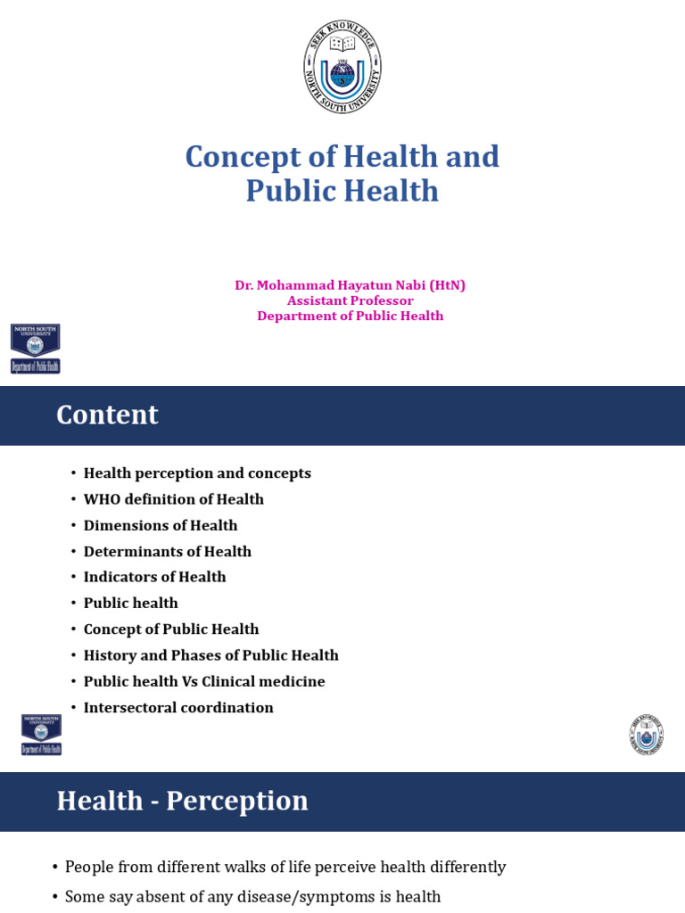 PBH 101 - Lecture 1 - Concept of Health and Public Health | PDF