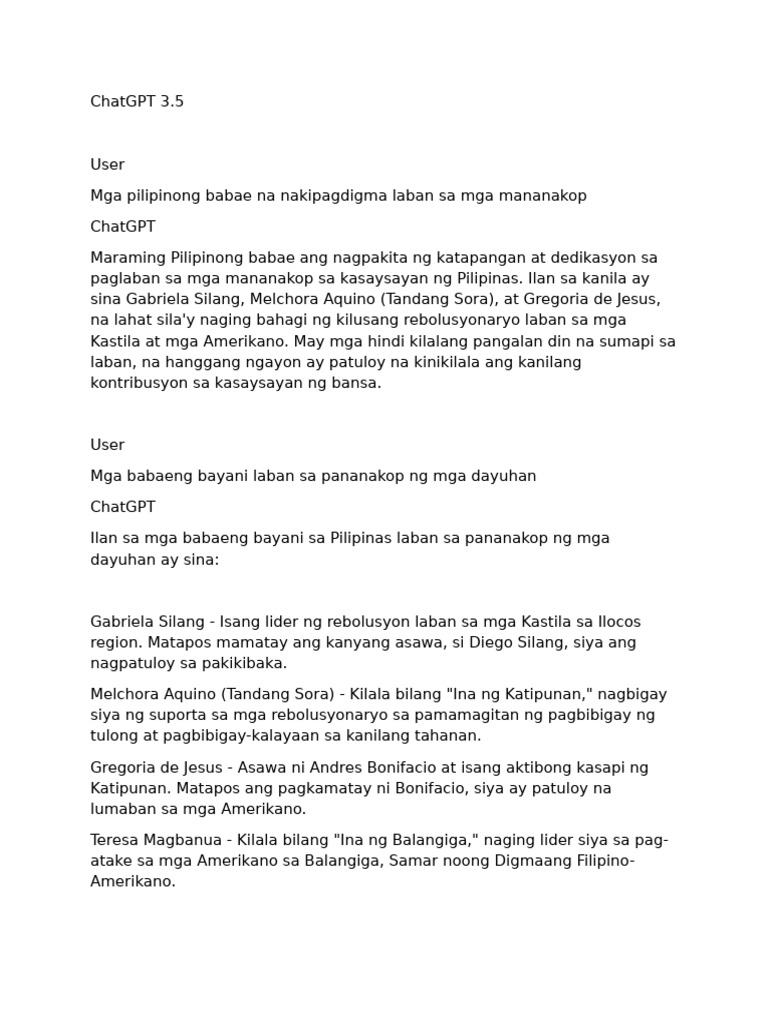 Mga Babaeng Bayani | PDF