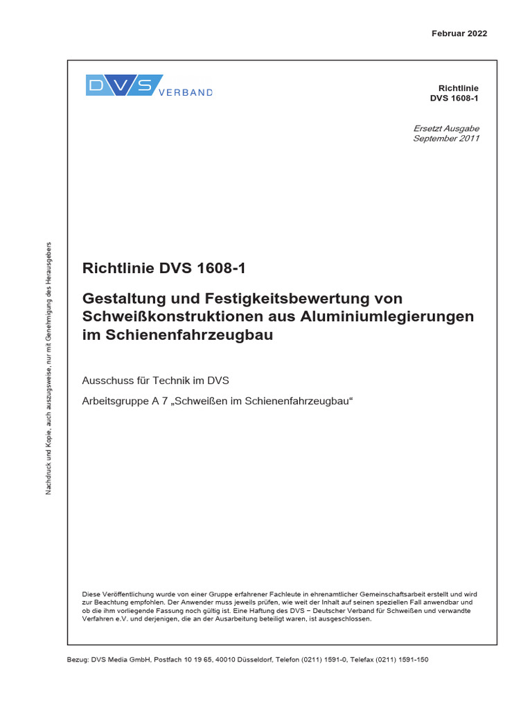 Richtlinie Dvs 1608 1 02 2022 | PDF