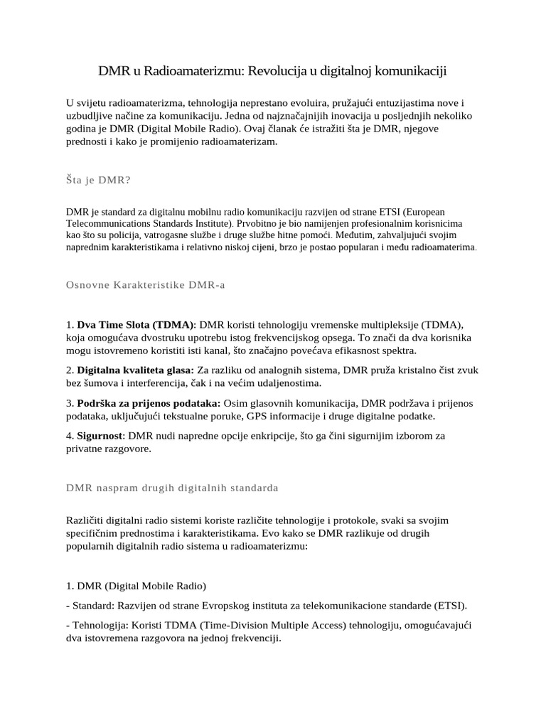 DMR u Radioamaterizmu | PDF