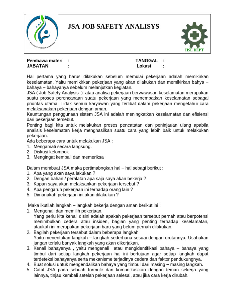 Topik 41 JSA | PDF | Career & Growth