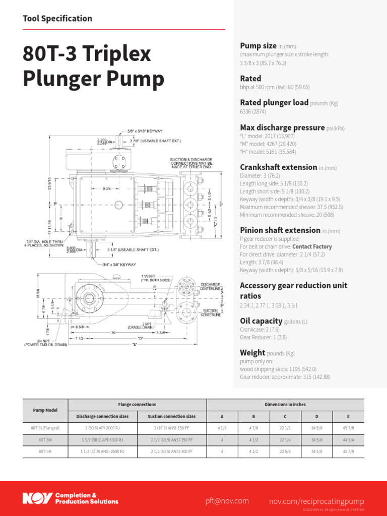 80T3_Triplex_Plunger_Pump_Spec_Sheet_1 | PDF