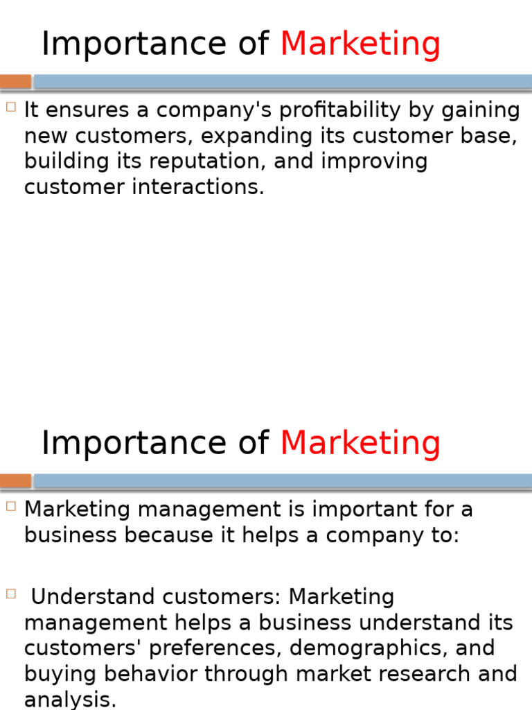 Importance of Marketing Management | PDF