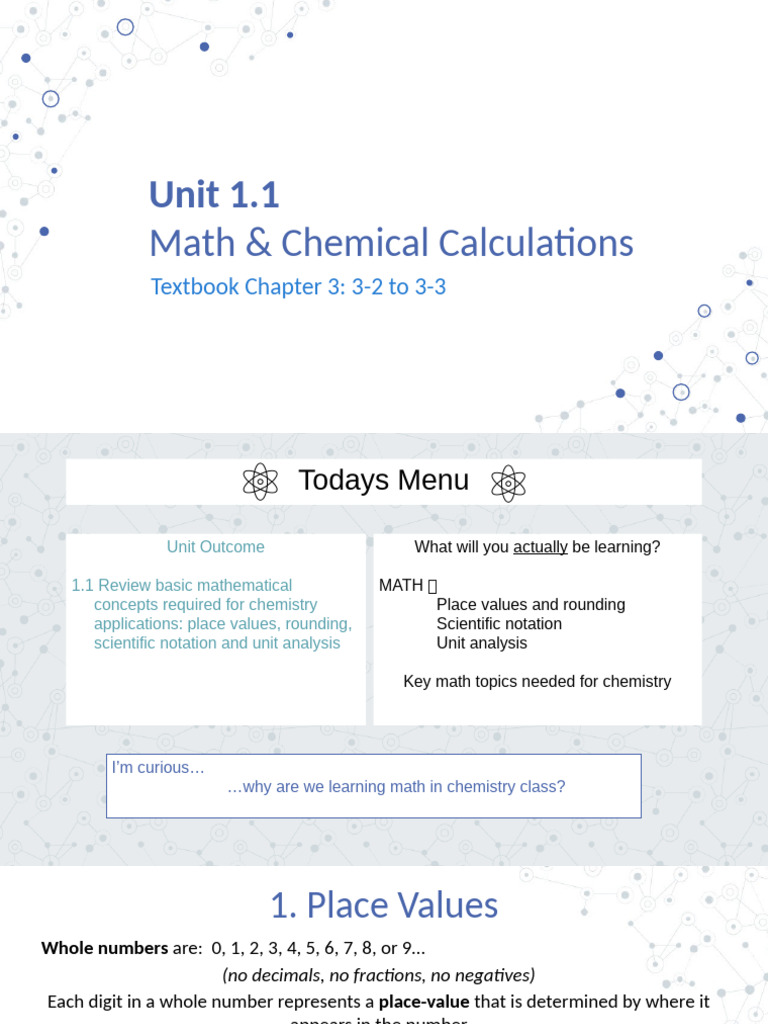 Unit 1.1 - Math & Chemical Calculations | PDF