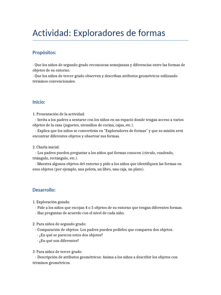 Actividad Exploradores de Formas | PDF