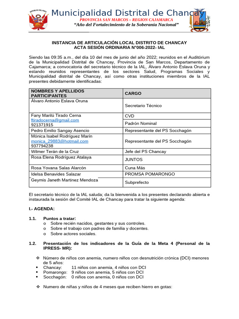 Acta Ial - Junio 2022 | PDF